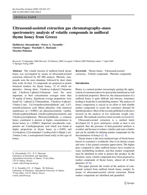 Pdf Ultrasound Assisted Extraction Gas Chromatographymass