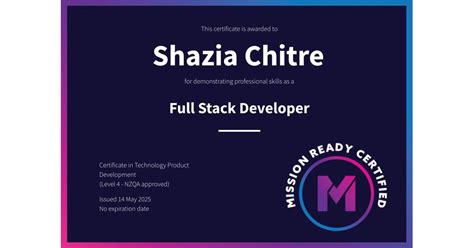 Full Stack Developer • Shazia Chitre • Mission Ready Hq Shazia Khan