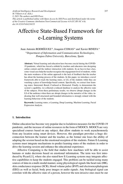 Pdf Affective State Based Framework For E Learning Systems