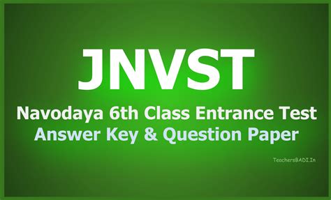 Jnvst Answer Key 2025 Question Paper Download Navodaya 6th Class