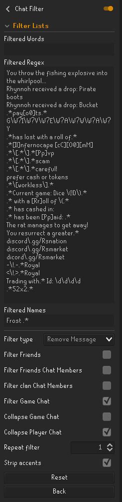 Chat Filter Repeat Filter Option Does Not Count Instances Of The