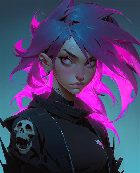 Premium Photo Violet Hair Girl