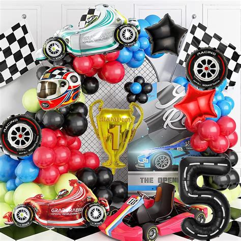Globos de auto de carreras 9 piezas de globos de número de cumpleaños