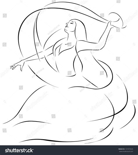Belly Dancer Illustration Black Outline Stock Vector Royalty Free 131973533