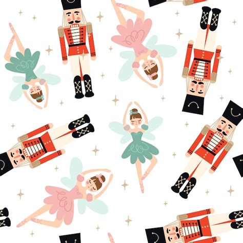 Premium Vector Christmas Seamless Nutcracker Pattern Vector Illustrations