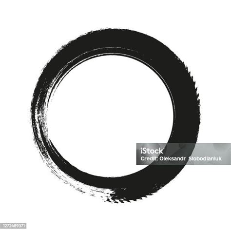 벡터 브러시는 흰색 배경에 페인트원을 스트로크합니다 잉크 손으로 그린 페인트 브러시 원 로고 라벨 디자인 요소 벡터 일러스트레이션 검은 추상 원 프레임 0명에 대한 스톡