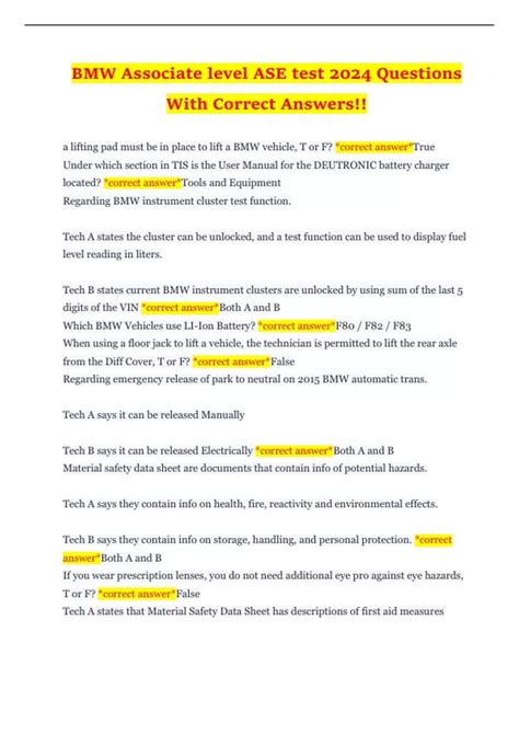 Bmw Associate Level Ase Test 2024 Questions With Correct Answers Bmw Stuvia Us