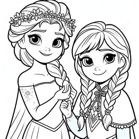 Coloriage Dessine Elsa Et Anna Disney Frozen Dessin Gratuit à Imprimer