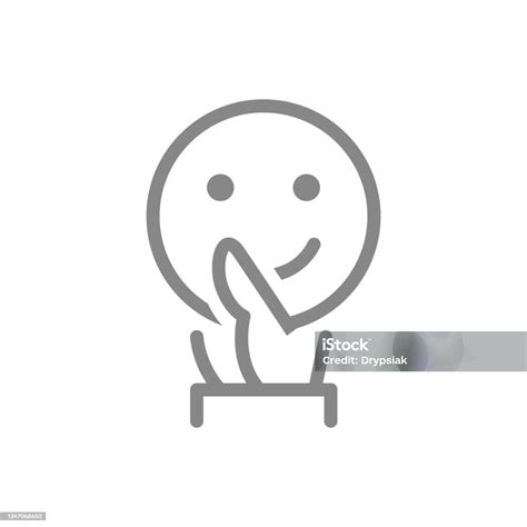 Poignée Tenant Licône De Ligne Emoji Heureuse Partager Un Symbole De