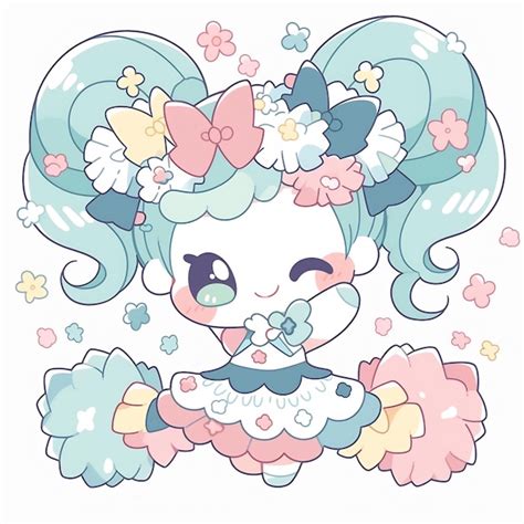 Premium Ai Image Kawaii Chibi Anime Girl Stickers Cute Simple And