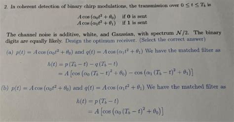 2 In Coherent Detection Of Binary Chirp Modulations