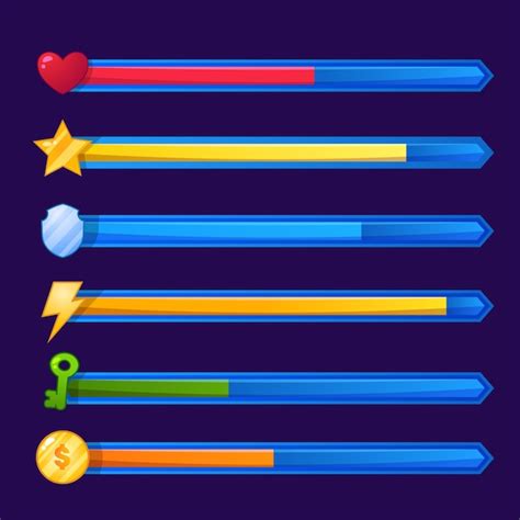 free vector video game health bar element set