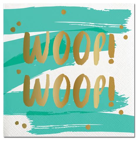 Woop Woop Cocktail Napkins With Gold Foil Set Of 20 Aqua Etsy