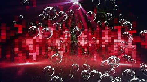Animation Of Bubbles Over Moving Columns On Black Background Stock