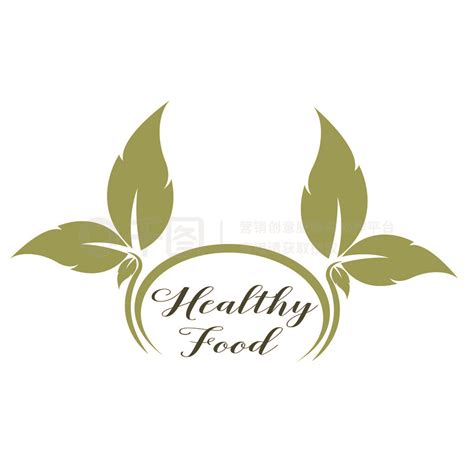 标志免抠元素 绿色叶子环绕的健康食品标志 素材免费下载 2500像素 Eps格式 编号41850820 千图网