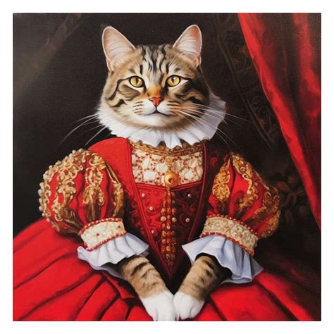 12x12 Brown Victorian Cat Canvas Wall Art At Home