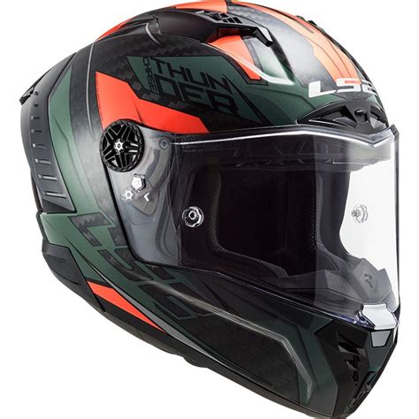 Ls2 Ff805 Thunder Carbon Chase Gloss Black Green Orange Helmet Moto