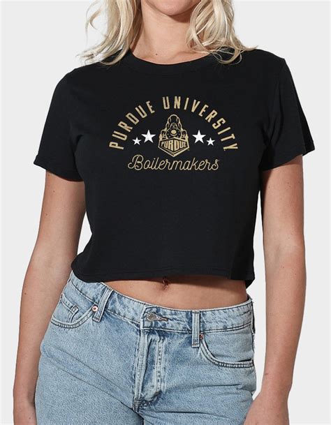 Purdue University Official Boilermakers Womens Cropped Tee Black Tillys