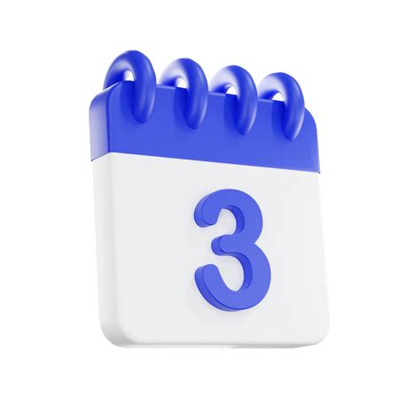 Free 3d Rendering Calendar Icon With A Day Of 3 Blue And White Color