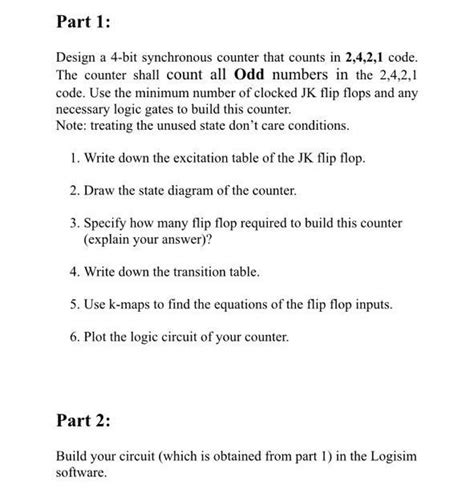 Solved Part 1 1 Design A 4 Bit Synchronous Counter That Chegg