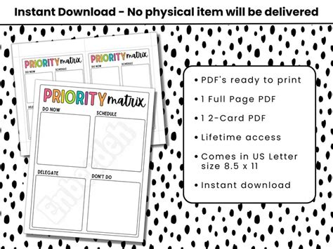 Eisenhower Matrix Task Priority Matrix Decision Matrix Productivity Planner Action