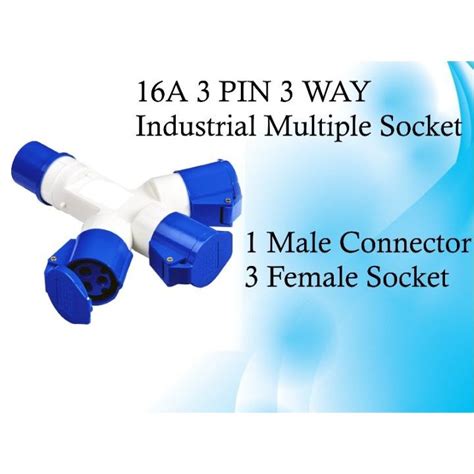 3 Way 16a Amp Plug 3 Pin 240v Waterproof Industrial Core Socket