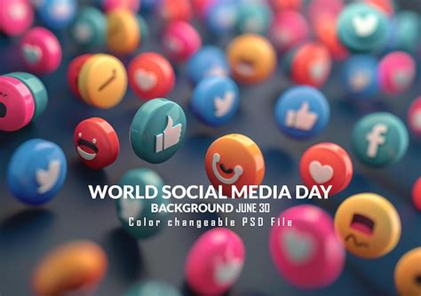 Dia Mundial Das Mídia Social 30 De Junho Conceito De Feriado Modelo