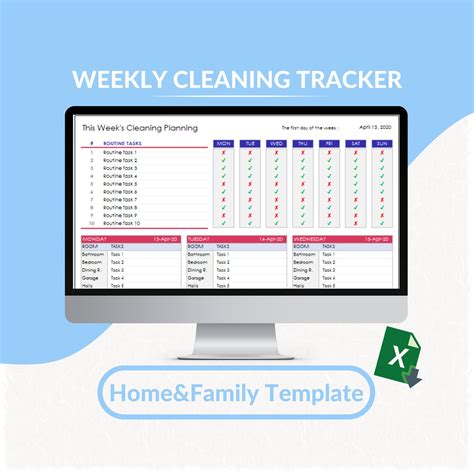 Weekly Cleaning Tracker Excel Template Cleaning Planner Etsy