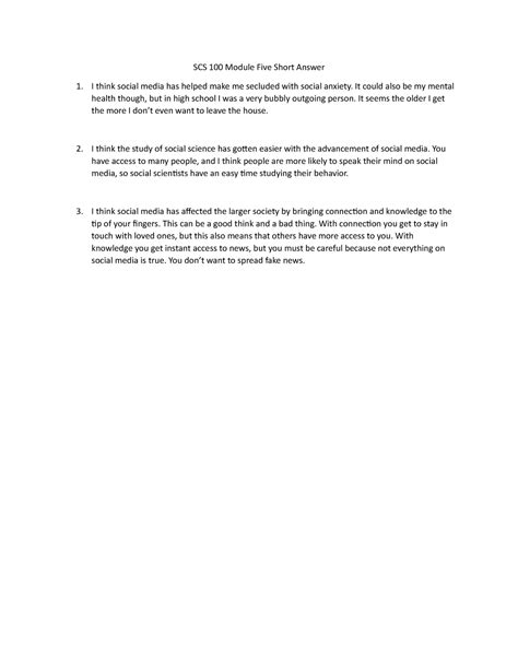 SCS Module Five Short Answer SCS SNHU Studocu