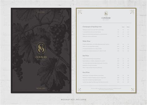 Premium Psd Wine List Template Elegant Wine Menu Template In