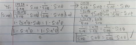 Grade 11 Pre Calc Trigonometric Identities Is The Left Side Correct