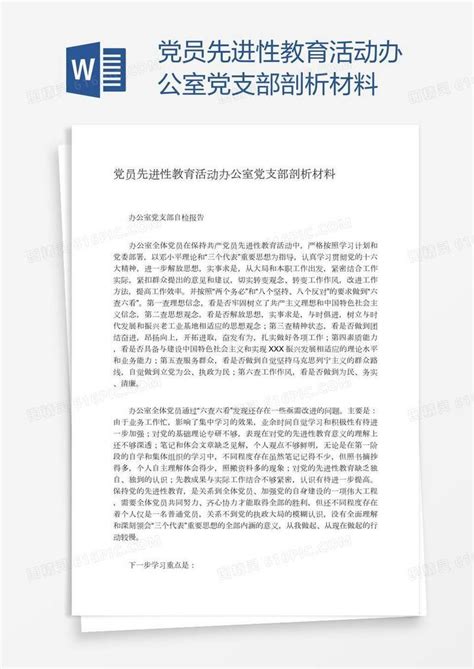 党员先进性教育活动办公室党支部剖析材料word模板免费下载编号1l9aoonk1图精灵