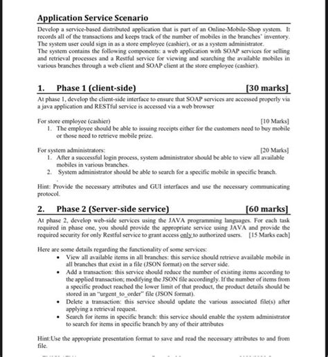 Solved Application Service Scenario Develop A Service Based