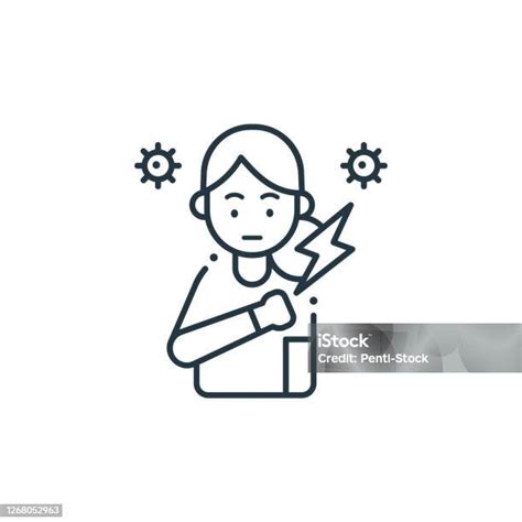 흰색 배경에서 격리된 아픈 벡터 아이콘입니다 개요 웹 사이트 디자인 및 모바일 응용 프로그램 개발을위한 얇은 라인 아픈 아이콘