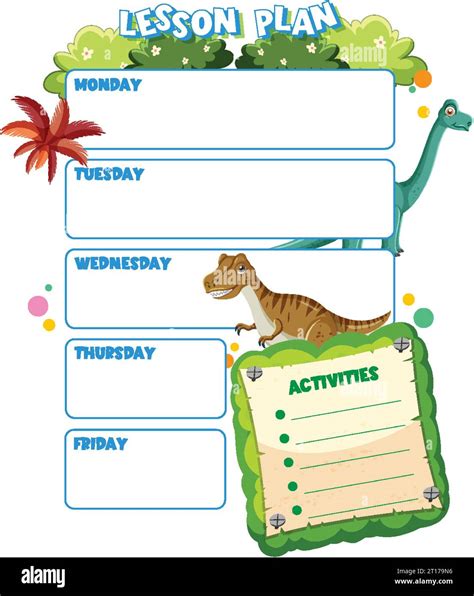 Fun And Educational Lesson Plan With Adorable Dinosaur Decorations Stock Vector Image And Art Alamy