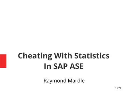 pdf cheating with statistics in sap · pdf filealso using oracle i