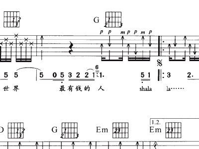 我是有钱人 任贤齐 任贤齐 吉他谱 和弦谱 简谱