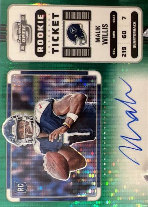 Malik Willis 2022 Contenders Optic Rookie Ticket Auto Variation Green