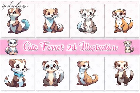 Cute Ferret 2d Illustration Graphic By Fonshopdesign · Creative Fabrica