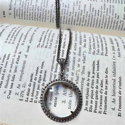 Magnifying Necklace Monocle Pendant Necklace Antiqued Silver Monocle