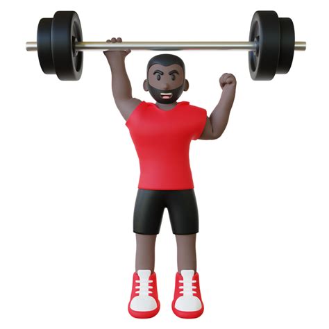 3d Illustration Of A Strong Guy Lifting Heavy Barbell With One Hand