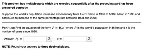 Solved This Problem Has Multiple Parts Which Are Revealed Chegg Com