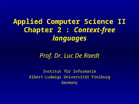 Ppt Applied Computer Science Ii Chapter 2 Context Free Languages