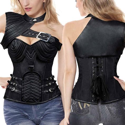 Black Steampunk Gothic Waist Trainer Boned Corset Bustier Overbust Basques Tops Ebay