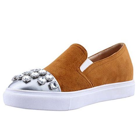 Calaier Womens Cawet Round Toe Flats Shoes Brown