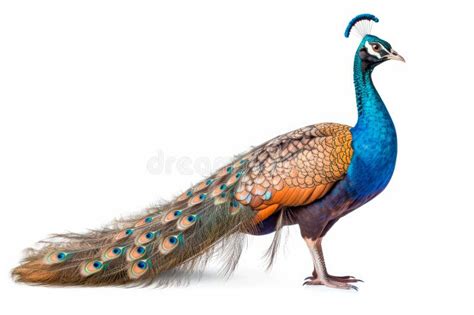 Majestic Peacock Radiant Beauty On A White Background Stock