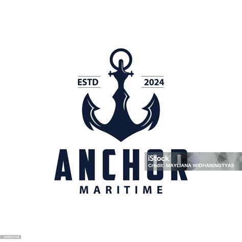 해양 선박 벡터 앵커 로고 간단한 미니멀리스트 디자인 앵커 그림 간단한 해양 기호 서식 파일 강철에 대한 스톡 벡터 아트 및 기타 이미지 Istock
