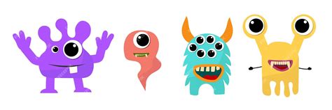 Cartoon Monstercollectie Gekke Schattige Monsters Ander Stripfiguur Set