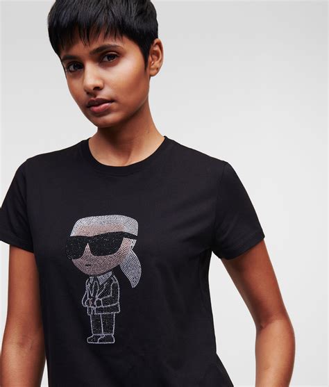 Womens Ikon Rhinestone Karl T Shirt By Karl Lagerfeld Free Shipping