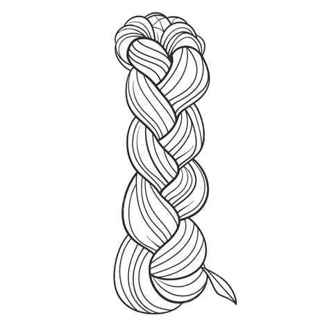 The Yarn Braid Coloring Page Outline Sketch Drawing Vector Braid Drawing Braid Outline Braid